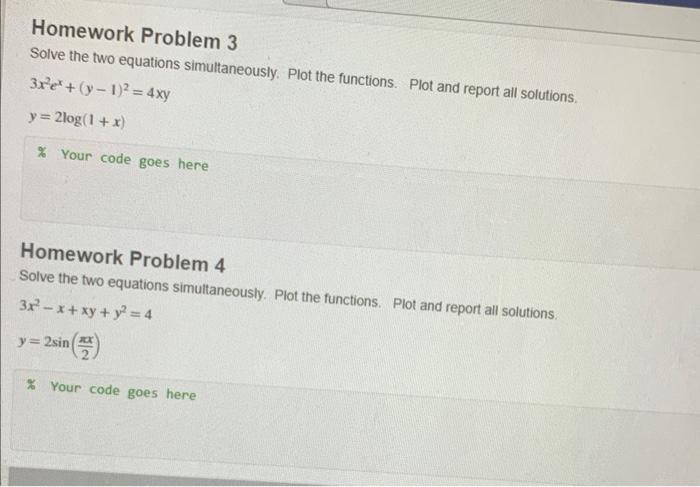 Homework Problem 3 Solve the two equations | Chegg.com