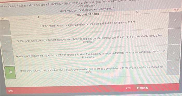 you ask a patient it she would tike a fu shot today. | Chegg.com