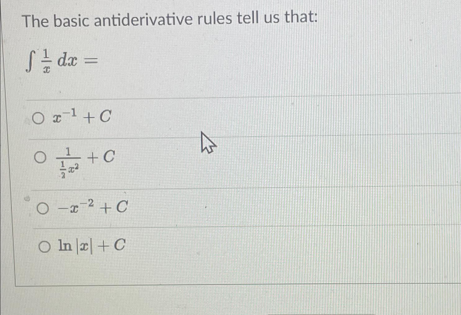 Solved The basic antiderivative rules tell us | Chegg.com