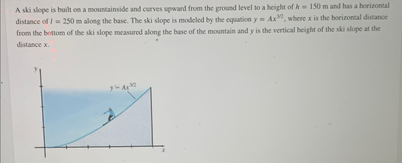 A ski slope is built on a mountainside and curves | Chegg.com