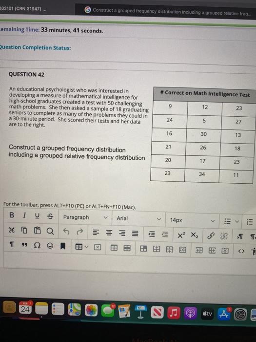 Solved 202101 (CRN 31947)... Construct a grouped frequency | Chegg.com