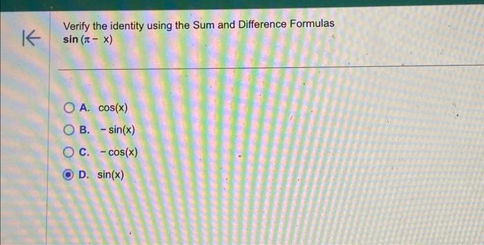Solved Verify the identity using the Sum and Difference | Chegg.com