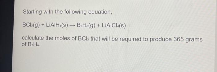Solved Starting with the following equation, BCl3( | Chegg.com