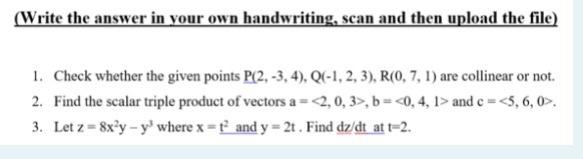 Solved (Write the answer in your own handwriting, scan and | Chegg.com