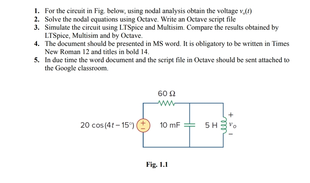 For the circuit in Fig. below, using nodal analysis | Chegg.com