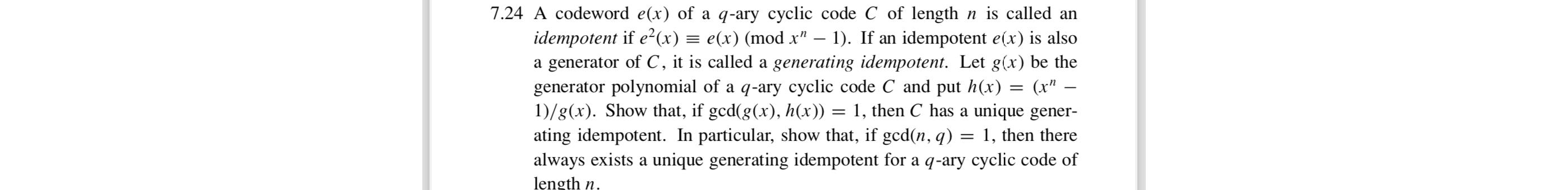 Solved 724 ﻿a Codeword Ex ﻿of A Q Ary Cyclic Code C ﻿of 7572