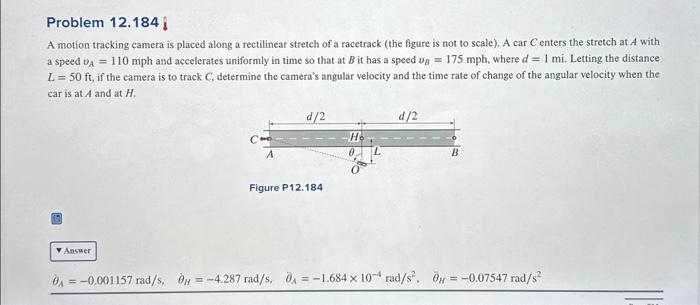 Solved A motion tracking camera is placed along a | Chegg.com