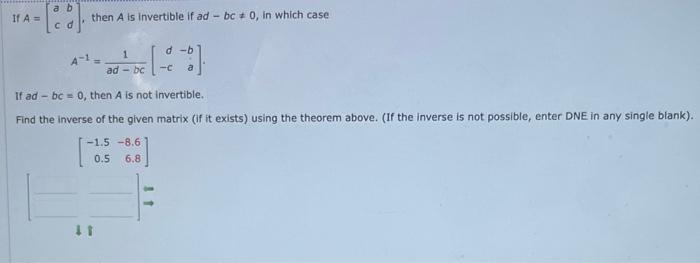 Solved If A=[acbd], then A is invertible if ad−bc =0, in | Chegg.com