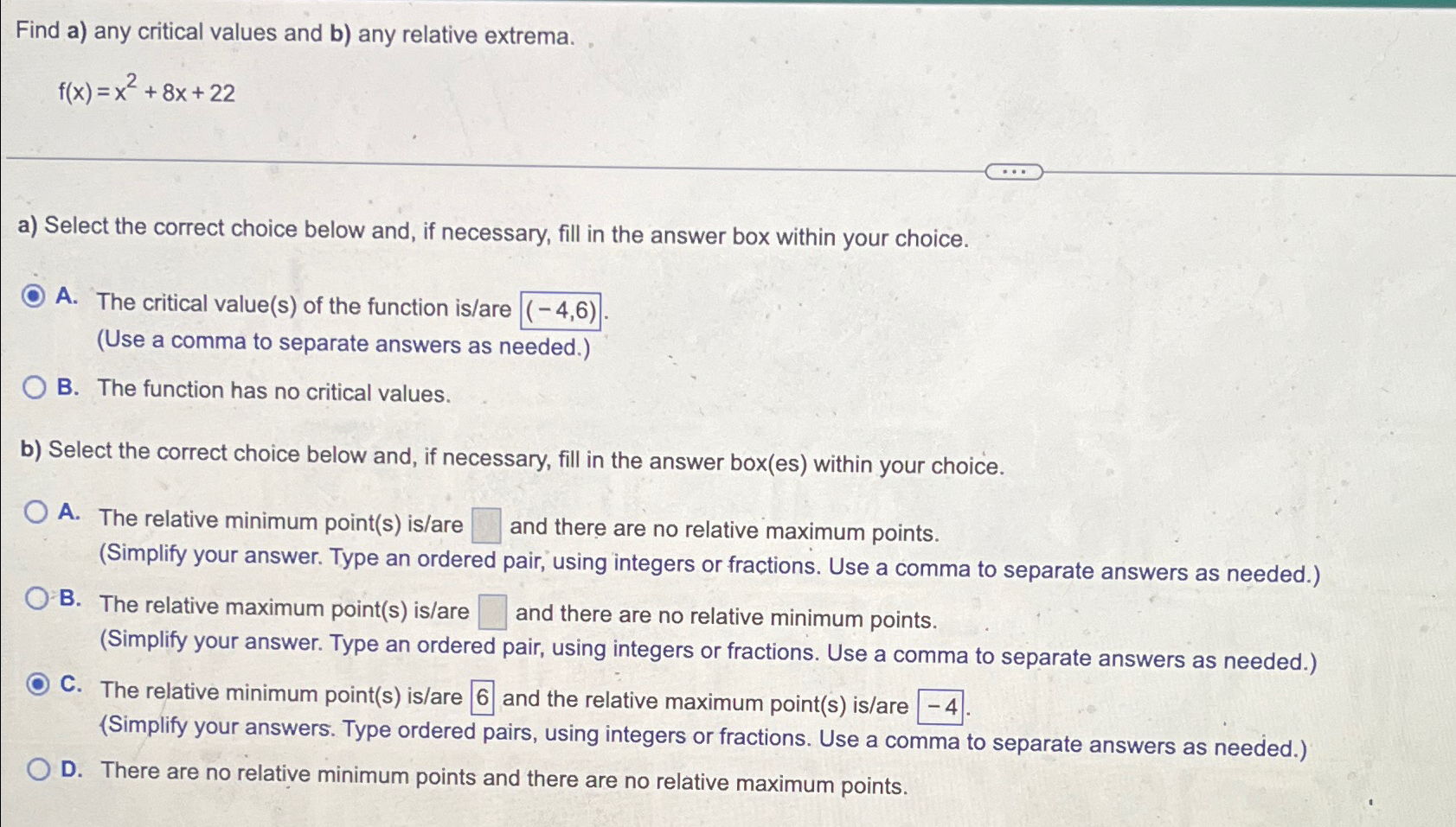 Solved Find a) ﻿any critical values and b) ﻿any relative | Chegg.com