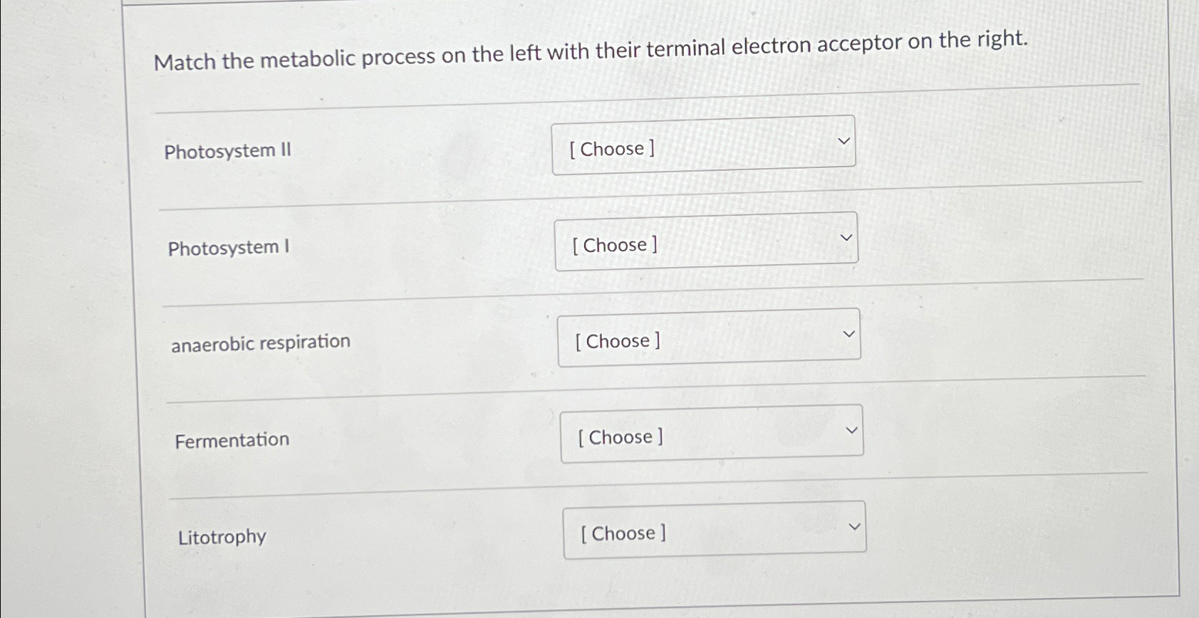 Solved Match the metabolic process on the left with their | Chegg.com
