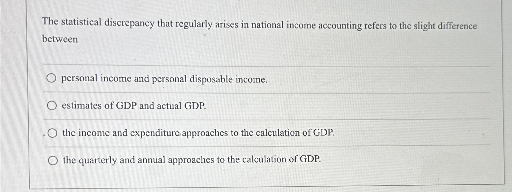 Solved The statistical discrepancy that regularly arises in | Chegg.com