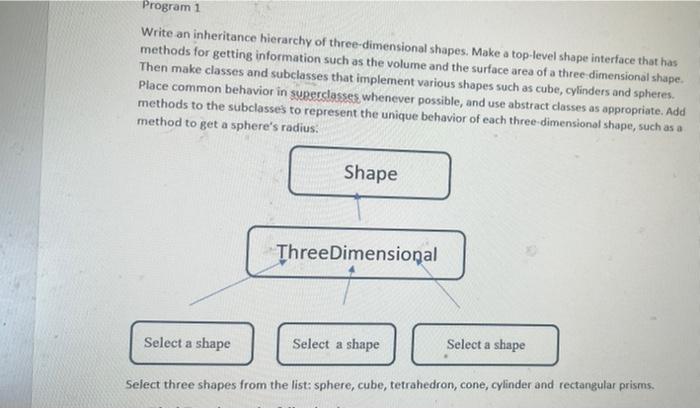 Solved Program 1 Write an inheritance hierarchy of | Chegg.com