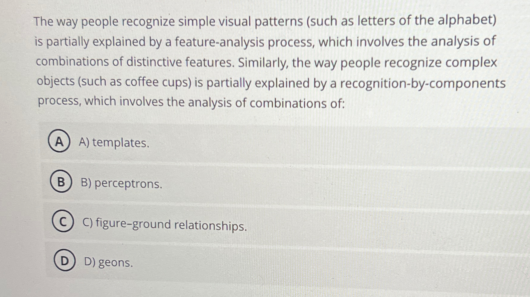 Solved The way people recognize simple visual patterns (such | Chegg.com