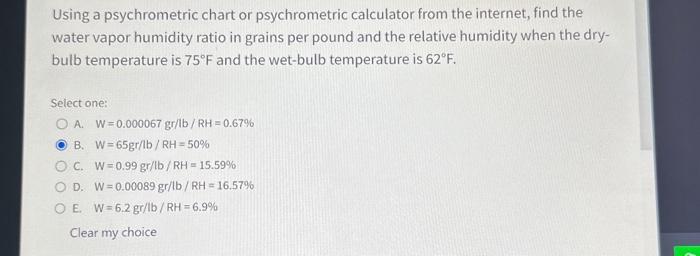 Solved Using a psychrometric chart or psychrometric | Chegg.com