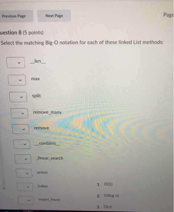 Solved Previous Page Next Page Page muestion 8 (5 points) | Chegg.com