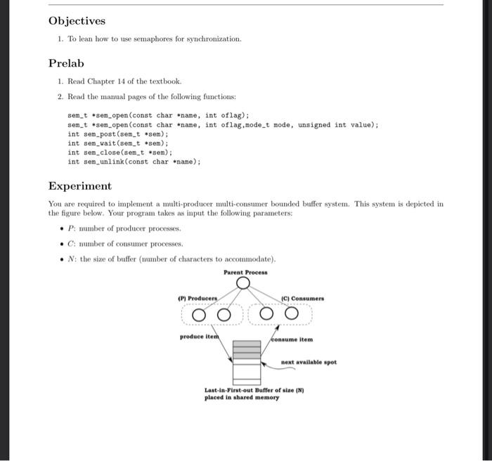 Solved 1. To lean how to use semaphores for synchronization. | Chegg.com