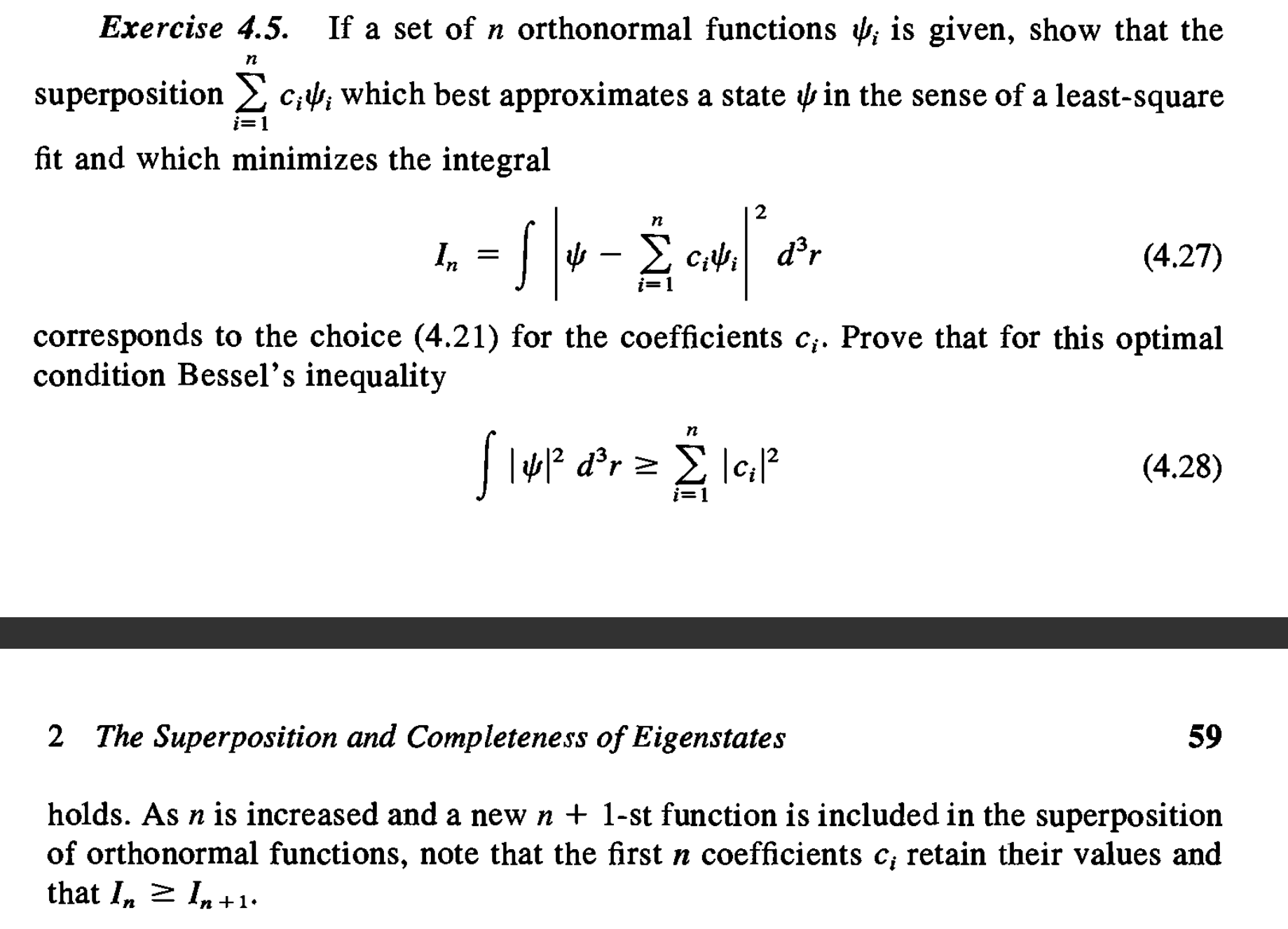 Solved Exercise 4.5. ﻿If a set of n ﻿orthonormal functions | Chegg.com