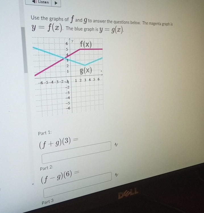 Solved ListenUse the graphs of f ﻿and g ﻿to answer the | Chegg.com