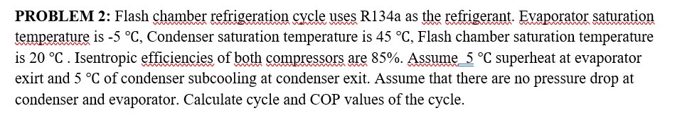 Solved PROBLEM 2: Flash chamber refrigeration cycle uses | Chegg.com