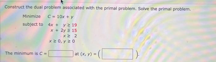 Solved Construct the dual problem associated with the primal | Chegg.com