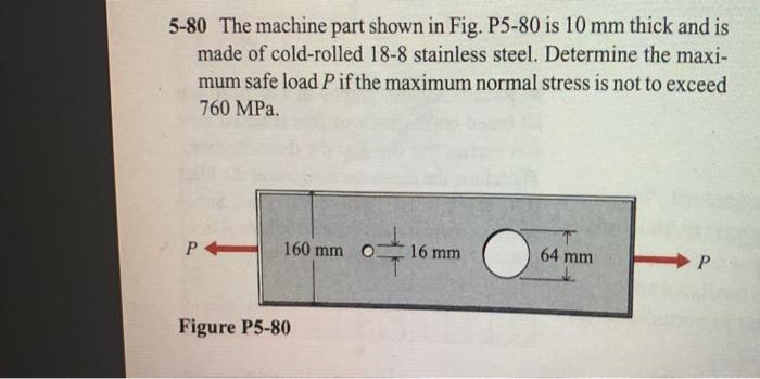 Solved 5-80 The machine part shown in Fig. P5-80 is 10 mm | Chegg.com