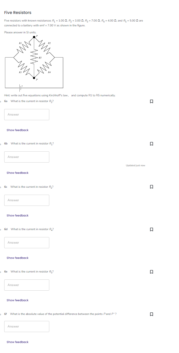 Solved Five ResistorsFive resistors with known resistances | Chegg.com