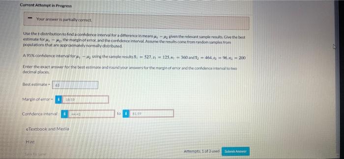 Solved Current Attempt in Progress Your answer is partially | Chegg.com