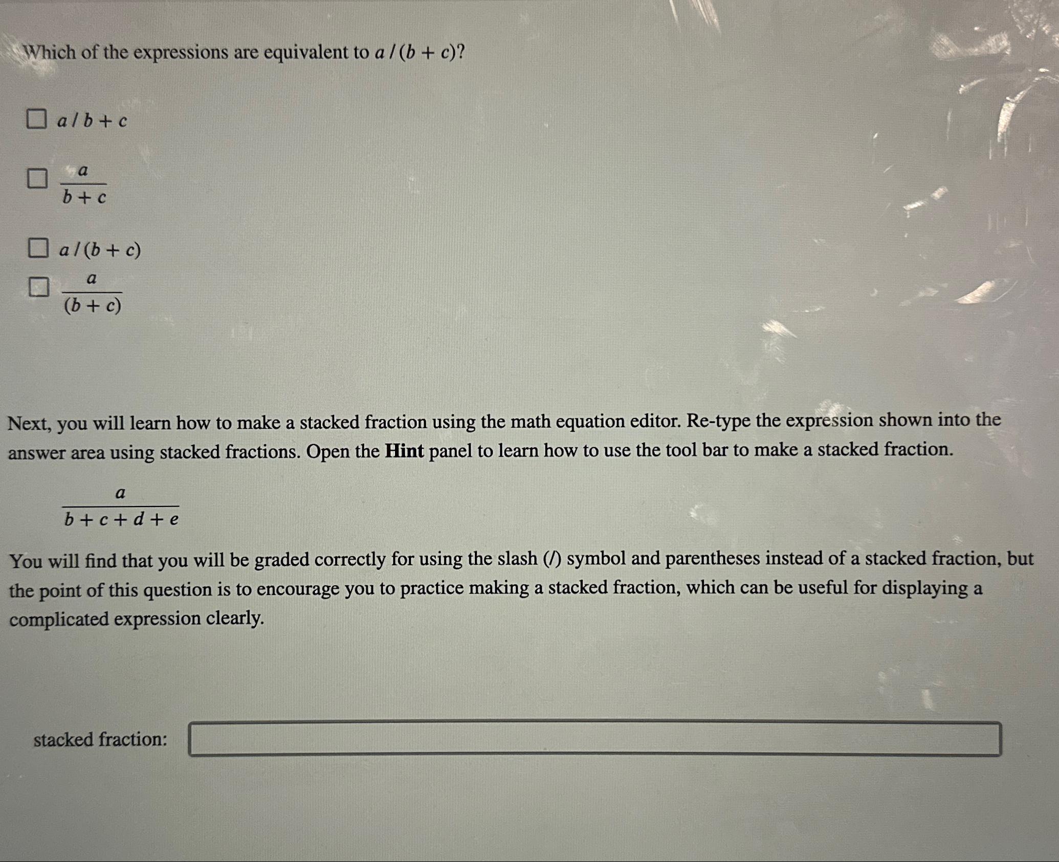 Solved Which of the expressions are equivalent to | Chegg.com