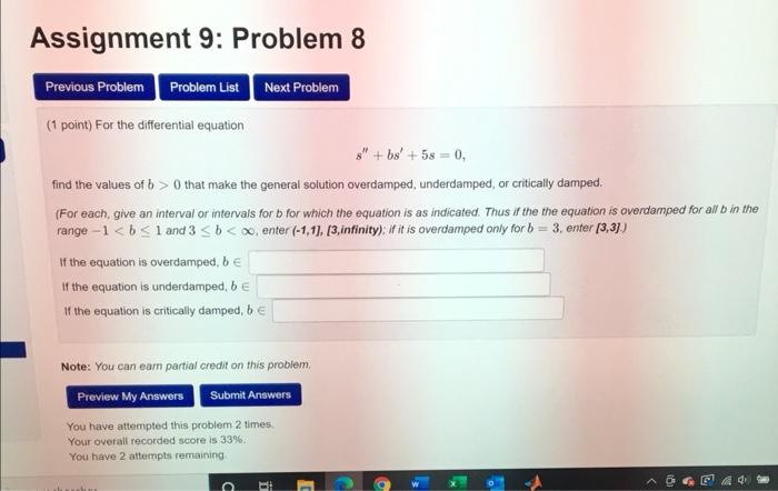 Solved Assignment 9: Problem 8 Previous Problem Problem List | Chegg.com