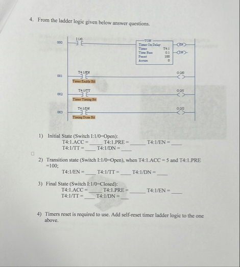 Solved From the ladder logic given below answer | Chegg.com