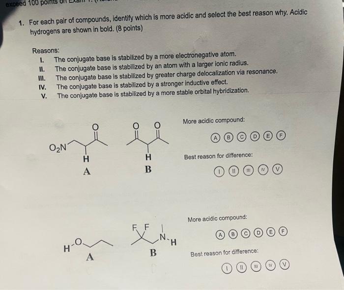 Solved 1. For each pair of compounds, identify which is more | Chegg.com