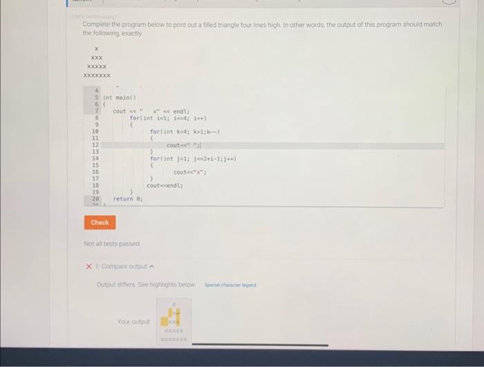 Solved Compiete the program below to print out a filled | Chegg.com