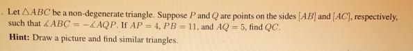 Solved Let AABC be a non-degenerate triangle. Suppose P and | Chegg.com