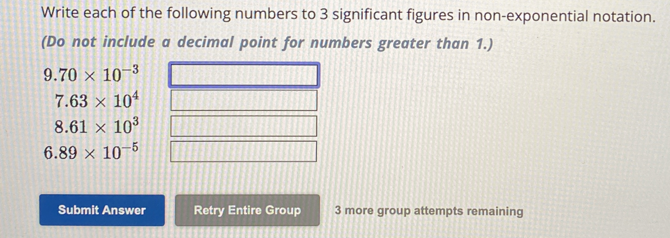 Write each of the following numbers to 3 ﻿significant | Chegg.com