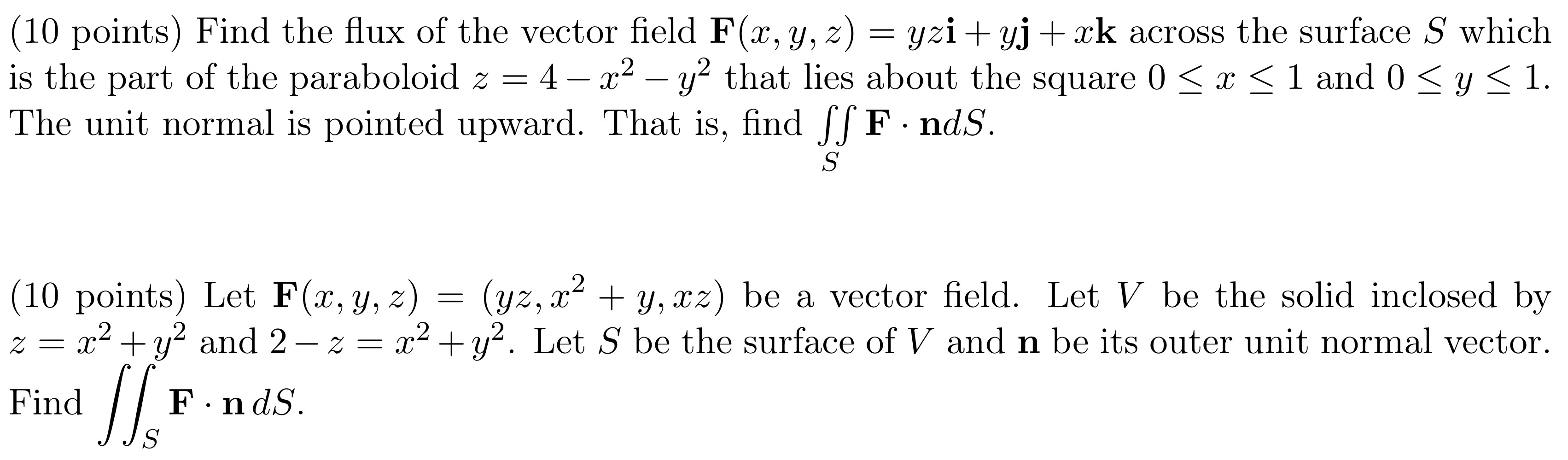 Solved (10 ﻿points) ﻿Find the flux of the vector field | Chegg.com