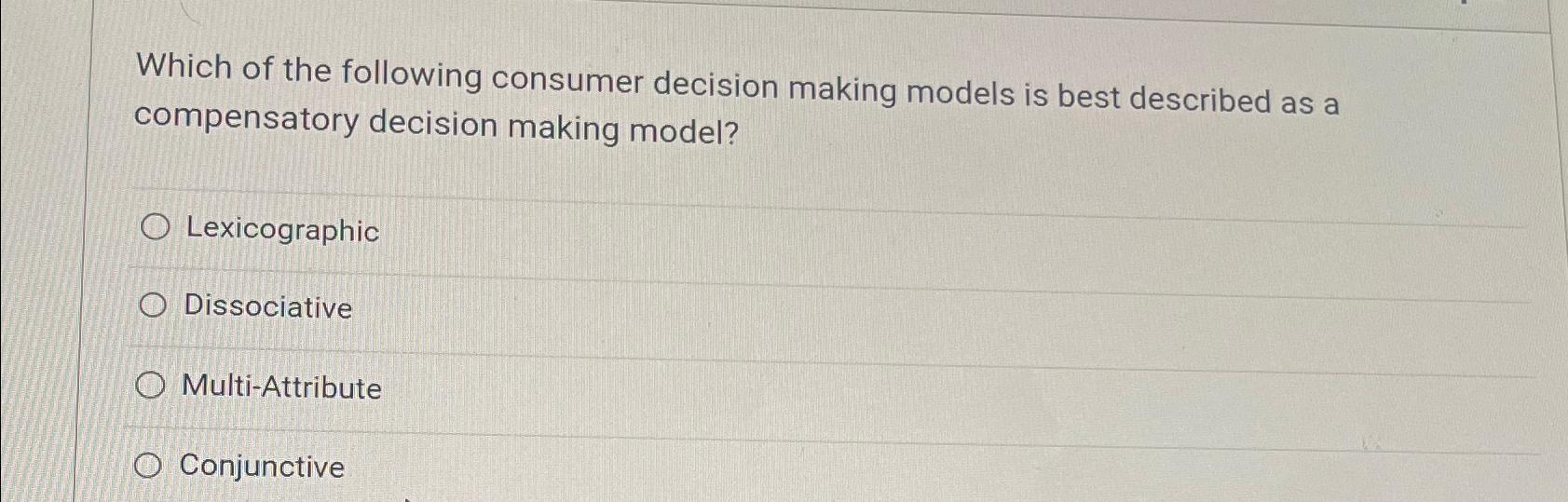 Solved Which of the following consumer decision making | Chegg.com