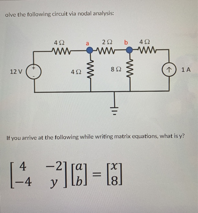Solved olve the following circuit via nodal analysis: 422 a | Chegg.com