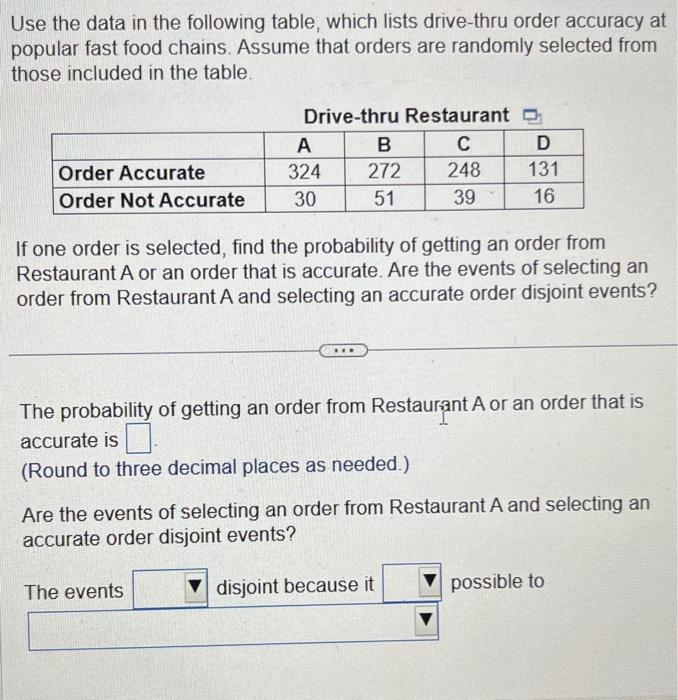 Solved Use the data in the following table, which lists | Chegg.com