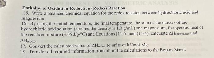 Solved wEnthalpy of Hydration Calculo Volume (mL) of | Chegg.com