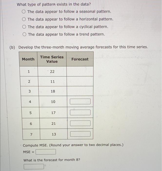 Solved Consider the following time series data (a) Construct | Chegg.com