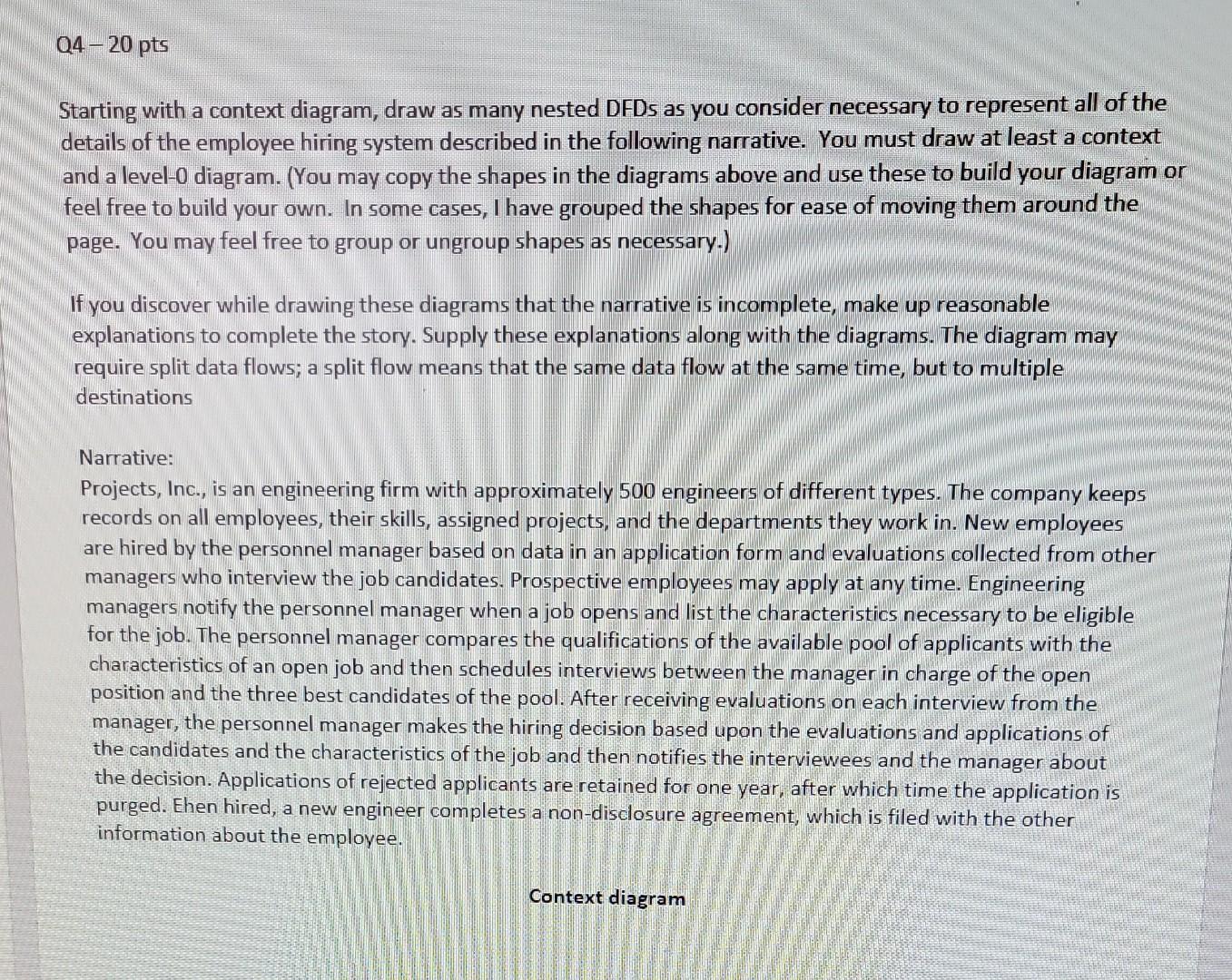 Solved Q4 - 20pts Starting with a context diagram, draw as | Chegg.com