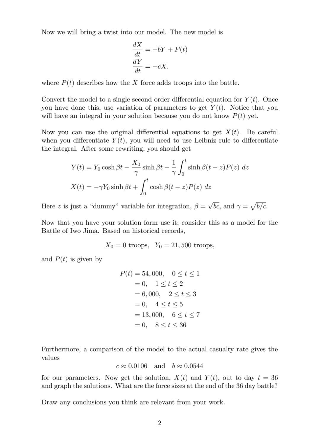 Analysis of a Combat Model This is taken from Chapter | Chegg.com