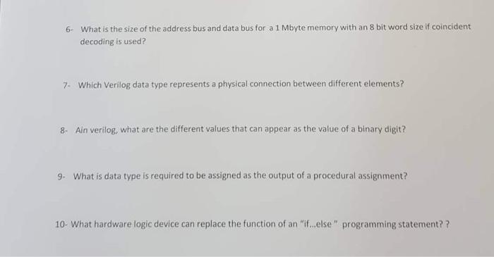 Solved 6- What is the size of the address bus and data bus | Chegg.com