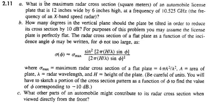 Solved a. What is the maximum radar cross section (square | Chegg.com