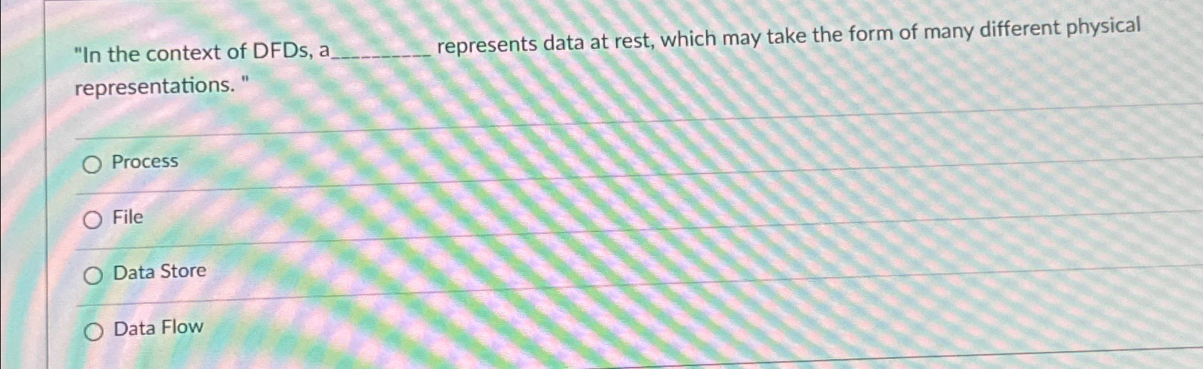 Solved "In the context of DFDs, ﻿a. ﻿represents data at | Chegg.com