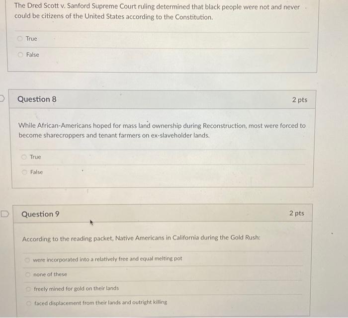Solved The Dred Scott v. Sanford Supreme Court ruling | Chegg.com