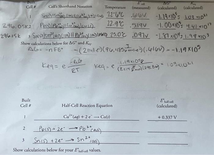 Solved Show calculations below for ΔG′ and K-y. ΔG=−nFE∘−(2 | Chegg.com