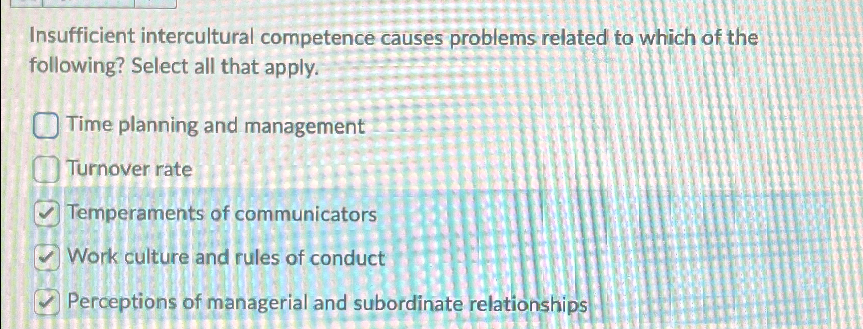 Solved Insufficient intercultural competence causes problems | Chegg.com