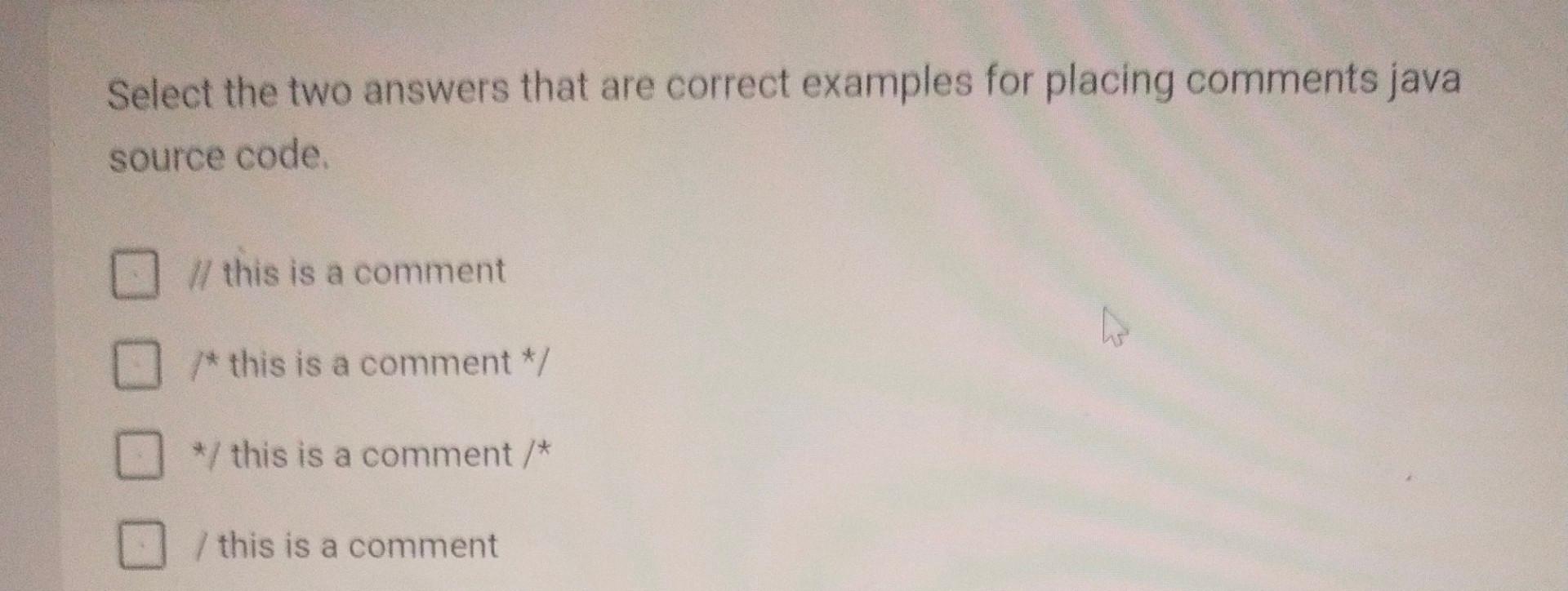 Solved Select the two answers that are correct examples for | Chegg.com