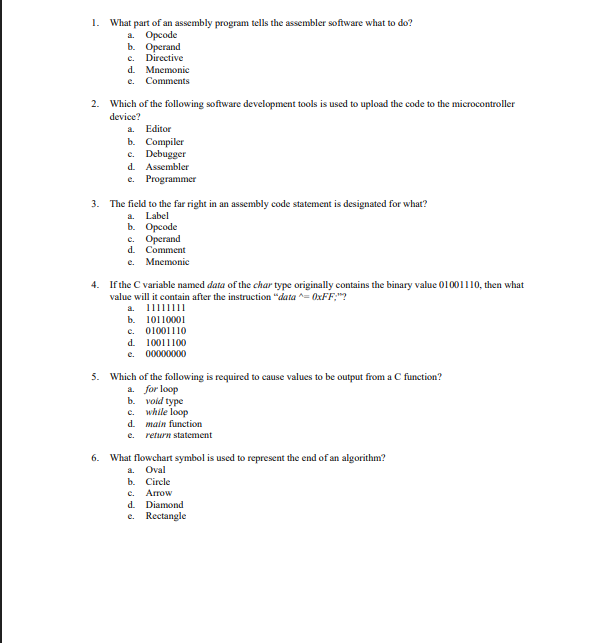 Solved What part of an ﻿assembly program tells the assembler | Chegg.com